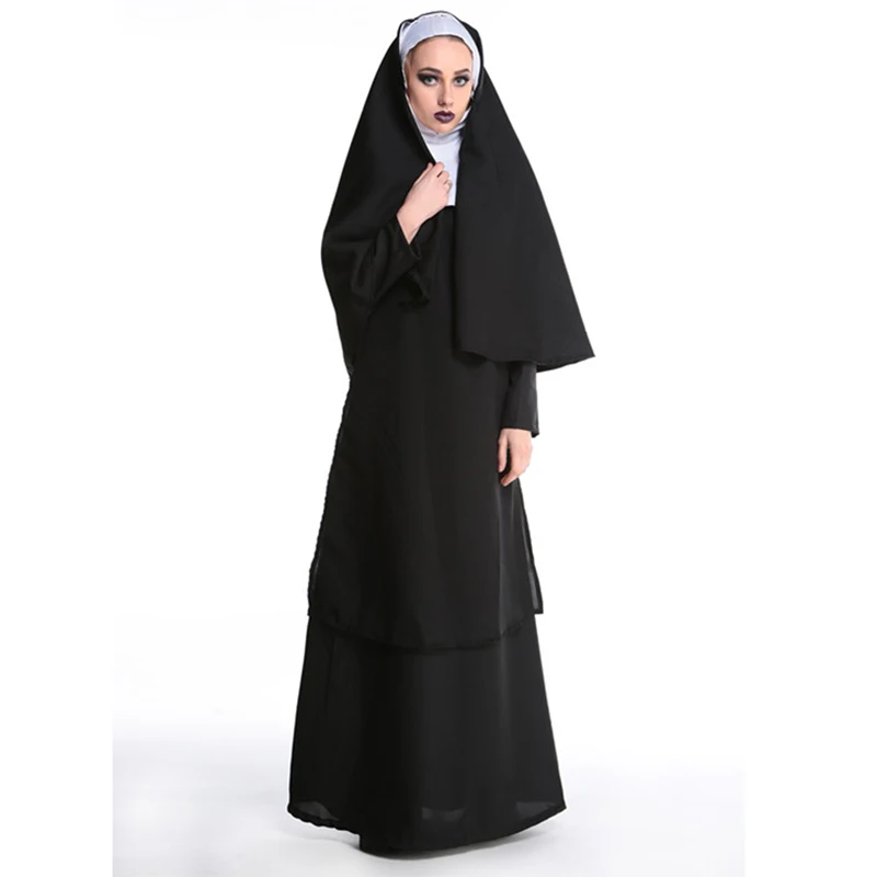 2019-Virgin-Mary-Nuns-Costumes-For-Women-Sexy-Long-Black-Nuns-Costume ...