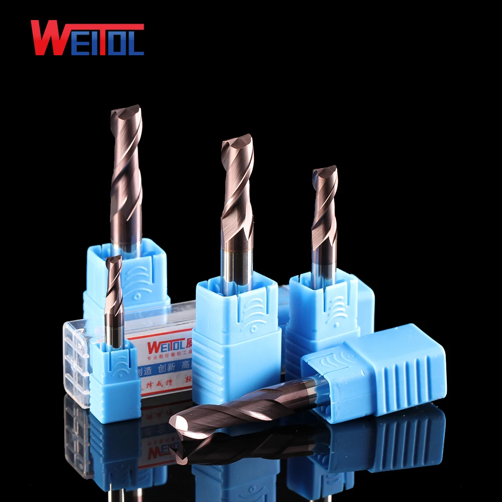 Weitol 1pcs HRC55 Bronze coating tungsten carbide two flutes flat ...
