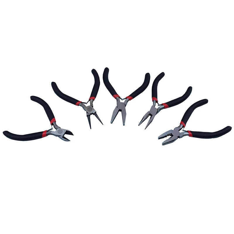 5pcs 4.5inch Diy Mini Pliers Long/round/flat Nose Combination Bent Set ...