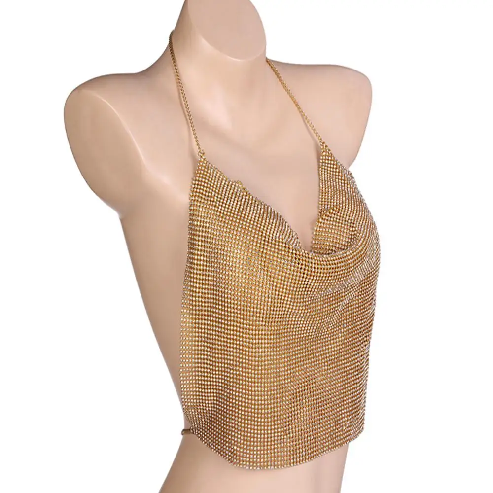 Metal Mesh Body Bra Bikini Chain Sexy Women Chest Chainmail Beach/Party ...