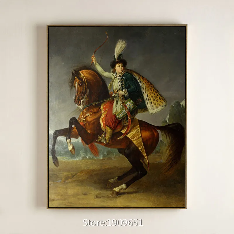 Classical Court People Man Riding Horse Landscape Canvas Printings Oil ...