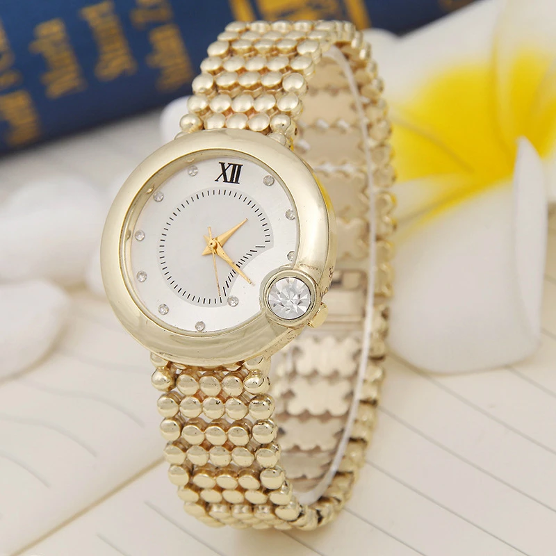 2018 Latest Fashion Business Women Small Gold Quartz Watch with A Big ...