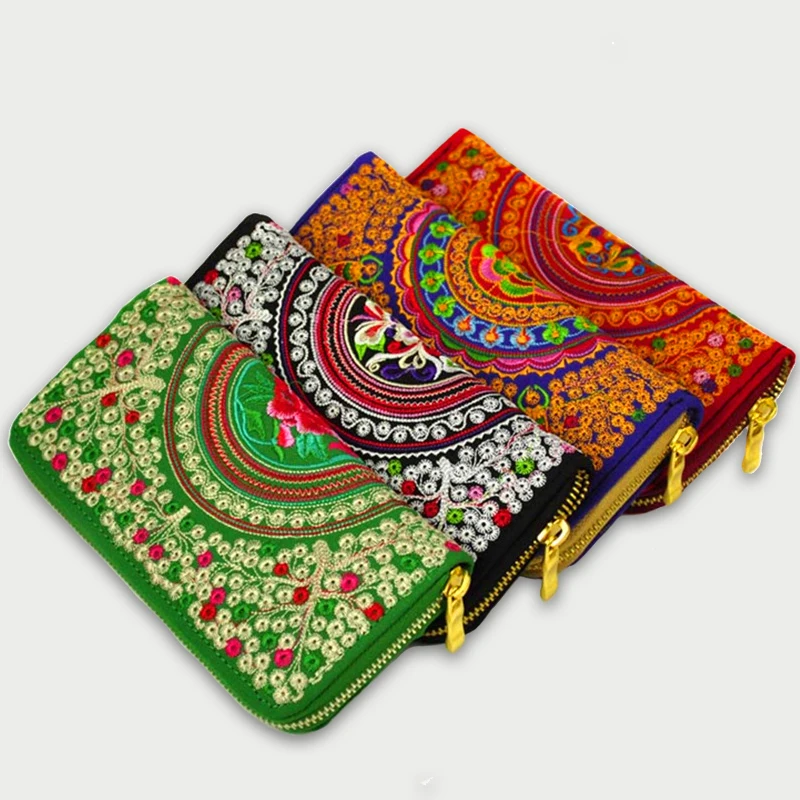 Zipper Chinese Womens Wallet Retro Embroidered Long Clutch Wallet ID ...