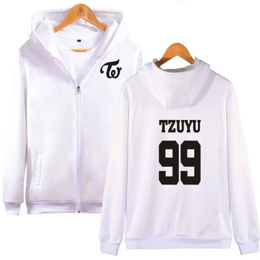 Twice Kpop Zipper Hoodies Black and White - KawaiiMerch.com
