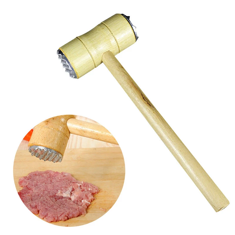 1pc Practical Wood Double Sided Creative Knocking Hammer For Steak