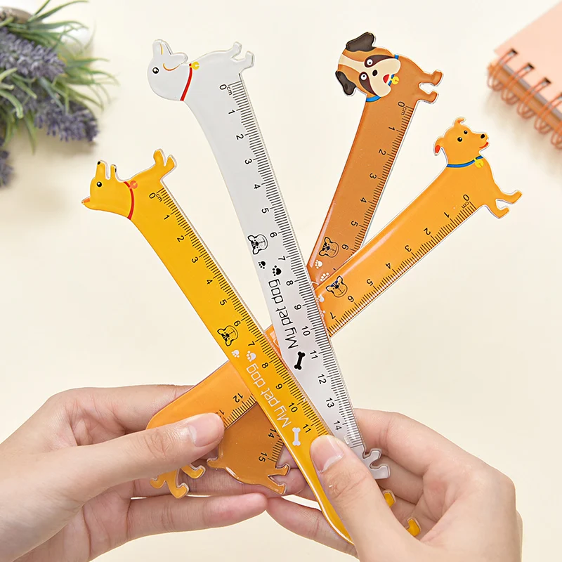 20 pcs/lot Creative Dog Ruler Cartoon Cute Puppy Modelling 15cm Clear ...