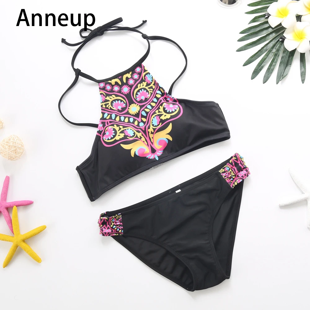 Anneup Imprimir Swimwear Bandeau Bikini 2017 Sexy Cintura Baixa Biquíni