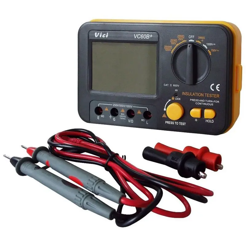 Vc60b + 디지털 절연 저항 테스터 전자 메거 dc/ac 0.1 ~ 2000m 옴 메그 옴 미터 lcd 전압계 dvm ...