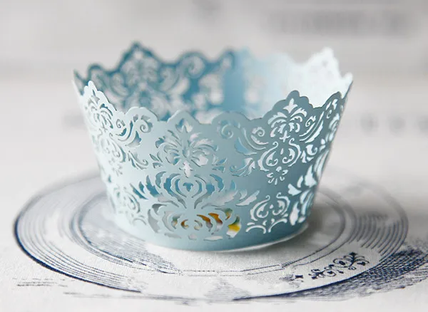 Free Shipping blue royal lace wedding cupcake wrappers color paper ...