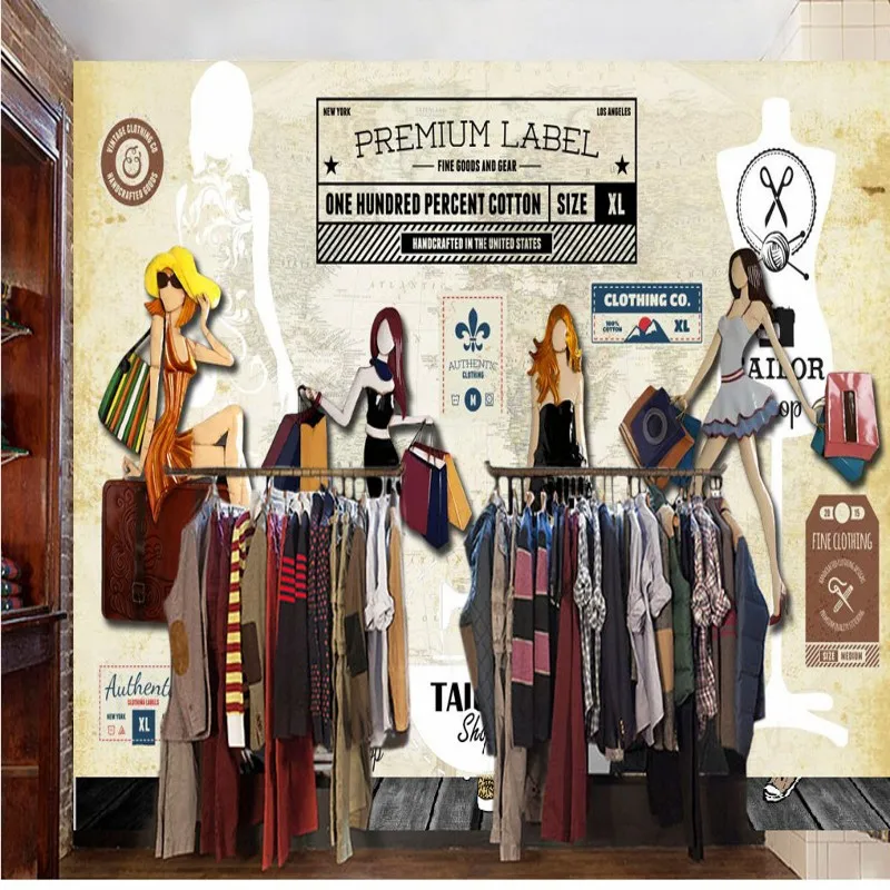 photo wallpaper 3D wallpaper Retro Nostalgic Shopping mall clothing ...