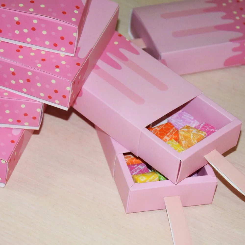 5pcs Candy Box Ice Cream Shape Gift Boxes Baby Shower Birthday Party ...