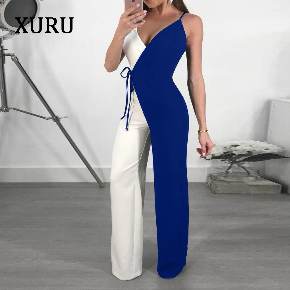 XURU Для женщин без рукавов широкие брюки комбинезоны комбинезон v ...