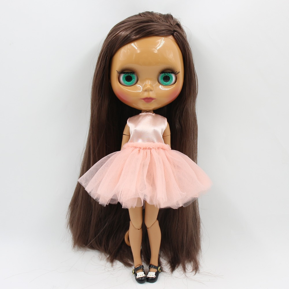 Neo Blythe Muñeca con cabello castaño, piel oscura, cara linda y ...