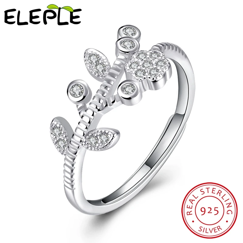 Free Stamped 925 Sterling Silver Jewelry Rings leaves & Flower Style ...
