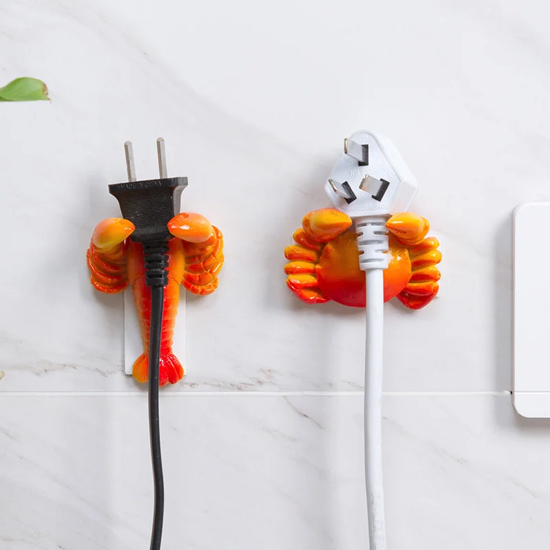Cartoon socket hook kitchen power plug hook Creative Shrimp crab wall ...
