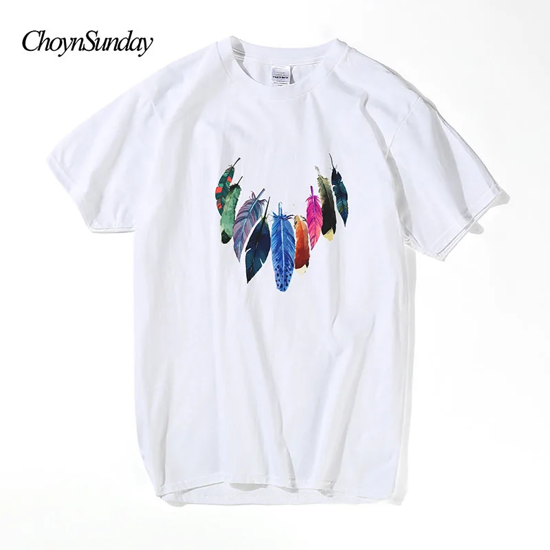 ChoynSunday Creative Design Feather print t shirt men summer fashion 3d ...