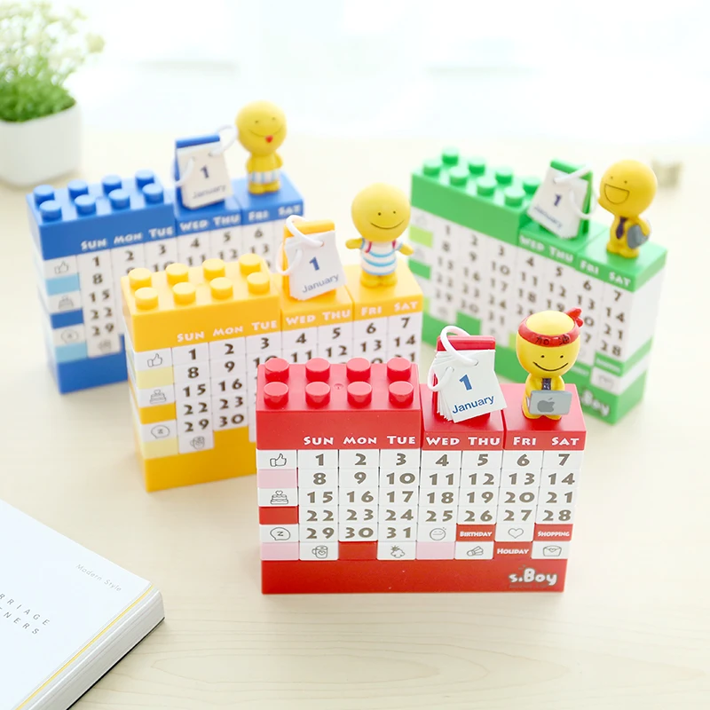 2017 Cartoon Doll Diy Plastic Handmade Building Blocks Calendar ...