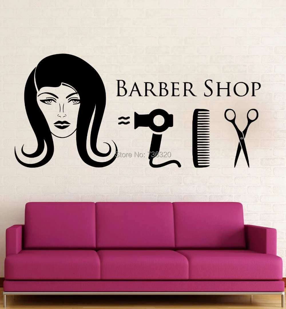 Barber Shop Wall Stickers Hair Beauty Salon Hairdresser Hairstyle Decal