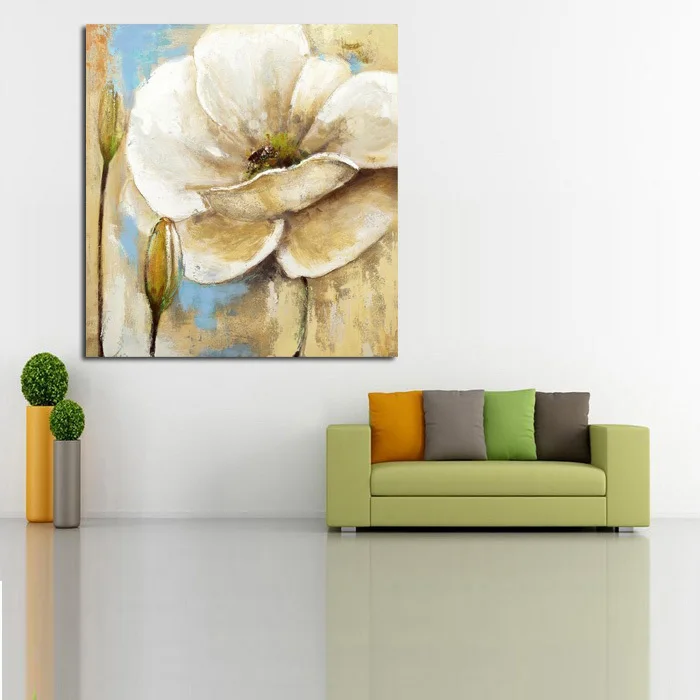 Qonaq otağı üçün 100% əl ilə boyalı mücərrəd divar şəkilləri Ağ ...