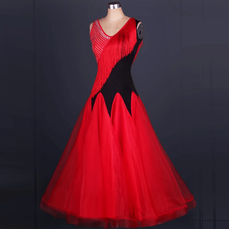 2017 New Women Ballroom Dance Dress Red/white Sexy Backless Standard ...