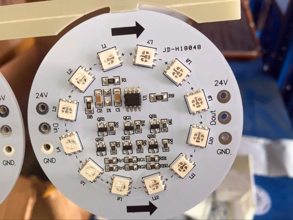 85mm diameter DC24V WS2811 addressable pixel PCBA,12pcs 5050 SMD RGB ...