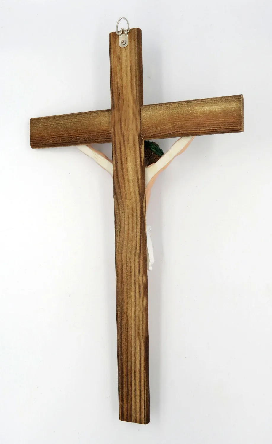 16.5 Inch Wall Crucifix Hand Painted body of Christ on Carbonized Wood ...