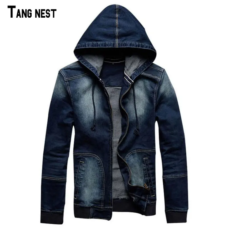 TANGNEST Hombres Encapuchados Chaquetas De Jeans 2018 Nuevos hombres de ...