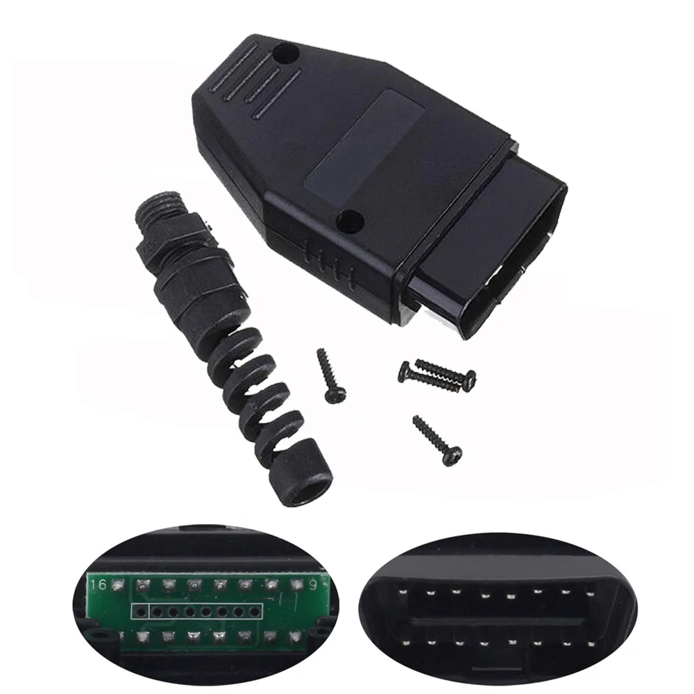 16 Pin OBD 2 OBDII Male Connector Plug Adapter Wiring Connector ...