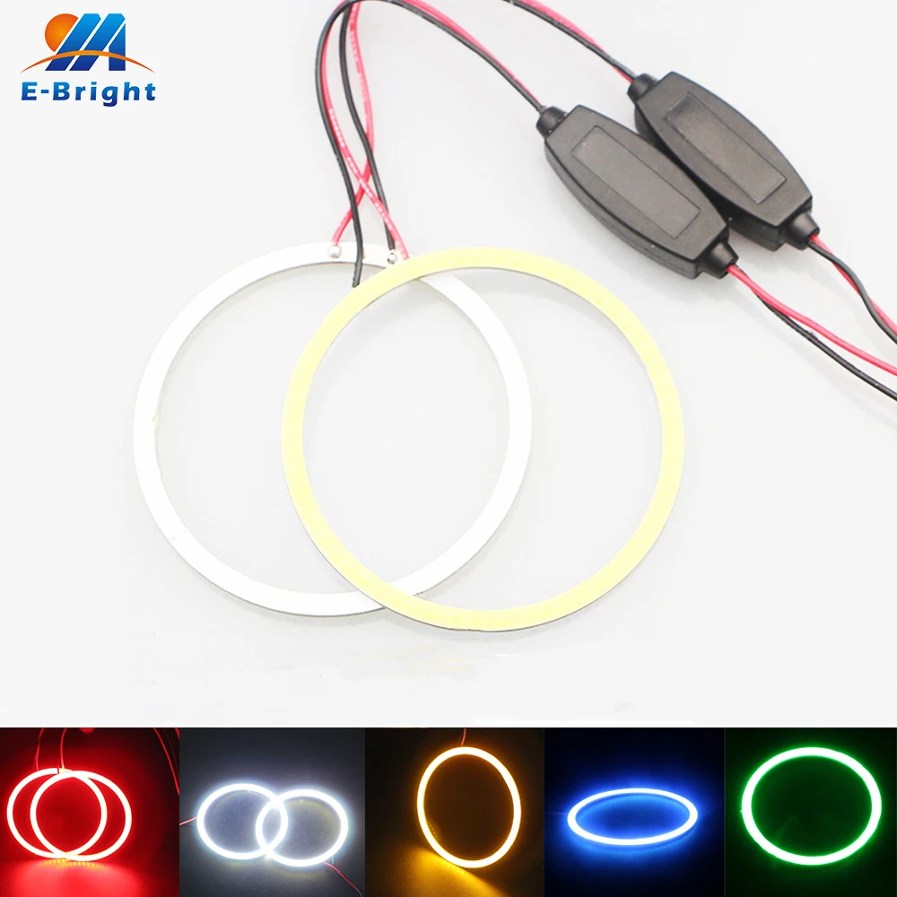 1 Pair 100mm 9V 30V COB 72 SMD Colorful RGB LED Car Halo Rings Light ...