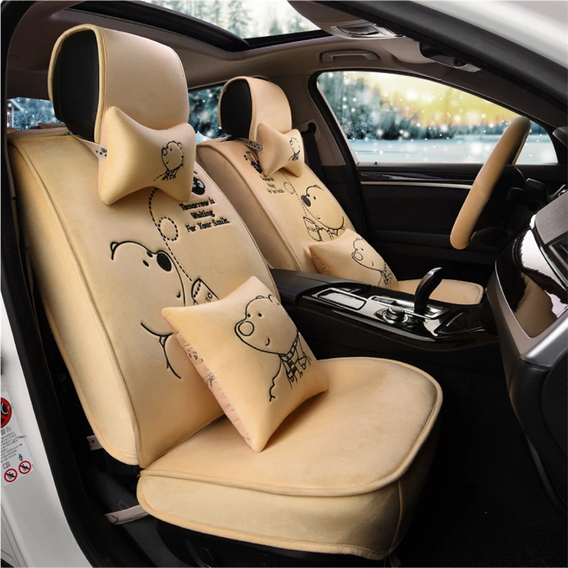 Lovely Cute Cartoon Bear Fish car seat covers Whole Surround Warm ...