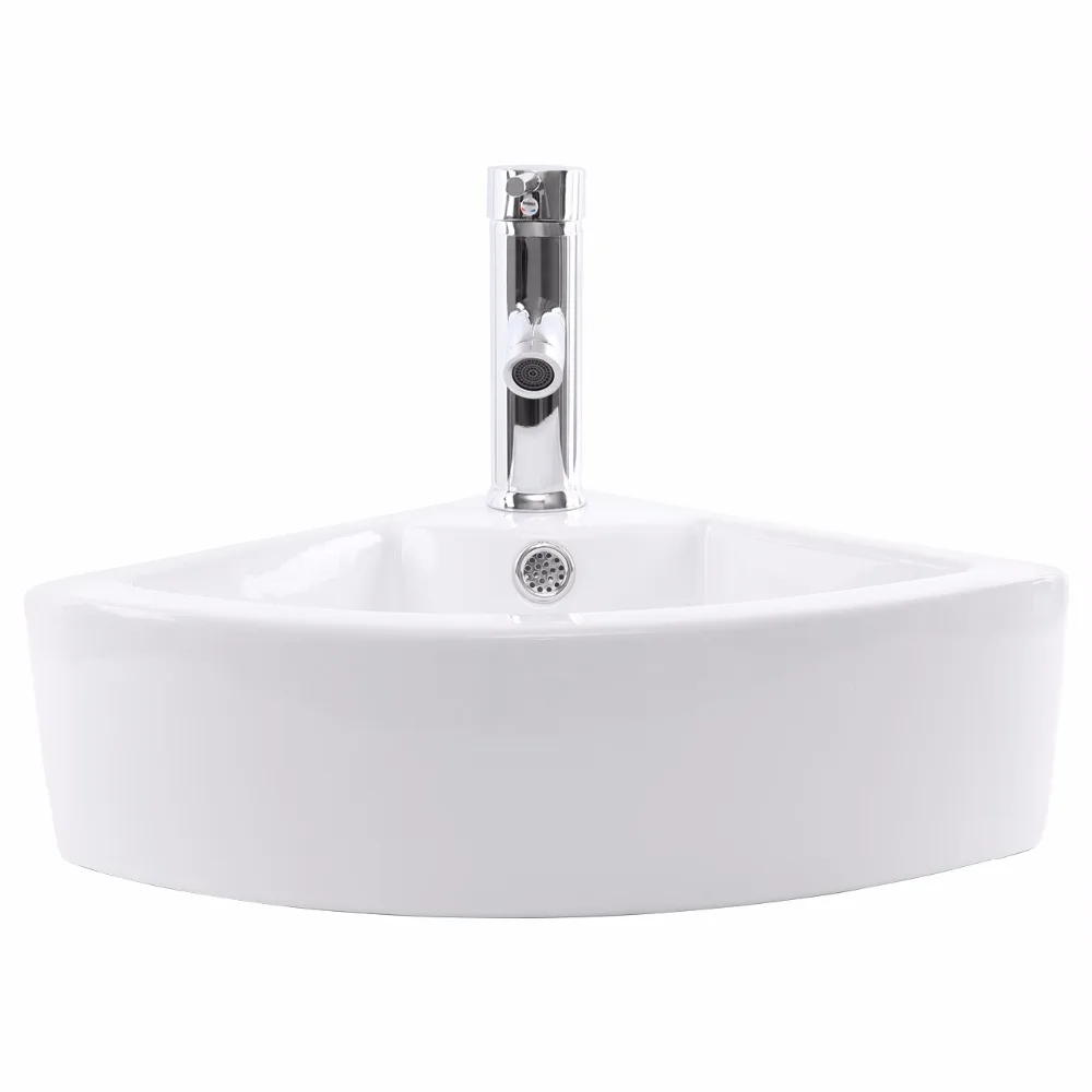 (Ship from USA) Modern Triangle White Ceramic Cloakroom Countertop ...