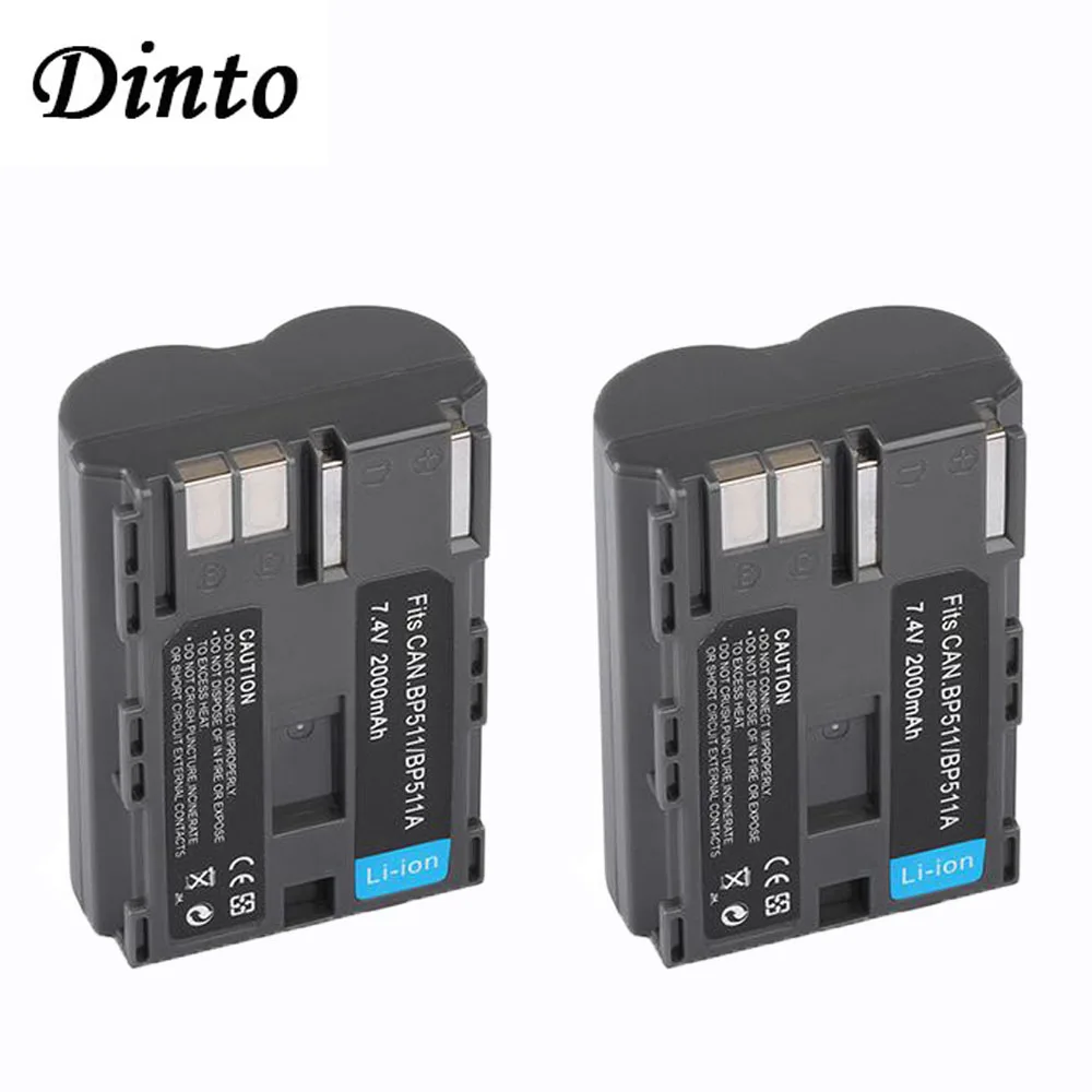 Dinto 2pcs 2000mAh BP 511A BP 511A BP511A BP511 BP 511 BP 511Batteries ...