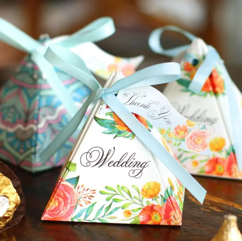 New Arrival 10pcs/lot Flower Printed Wedding Candy Box Gift Box Wedding ...