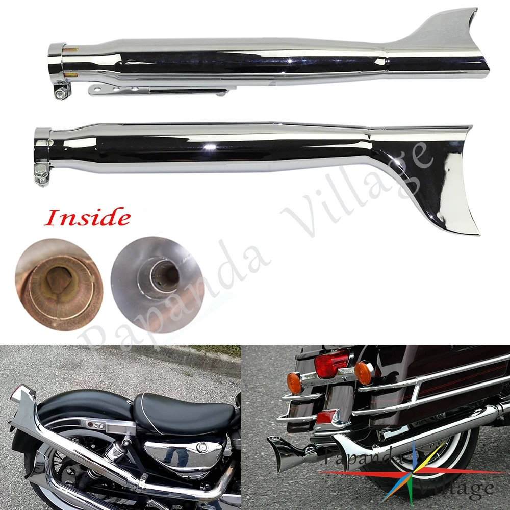 2X Motorrad Auspuff Für Harley Softail Road King Chopper Bobber Cafe ...