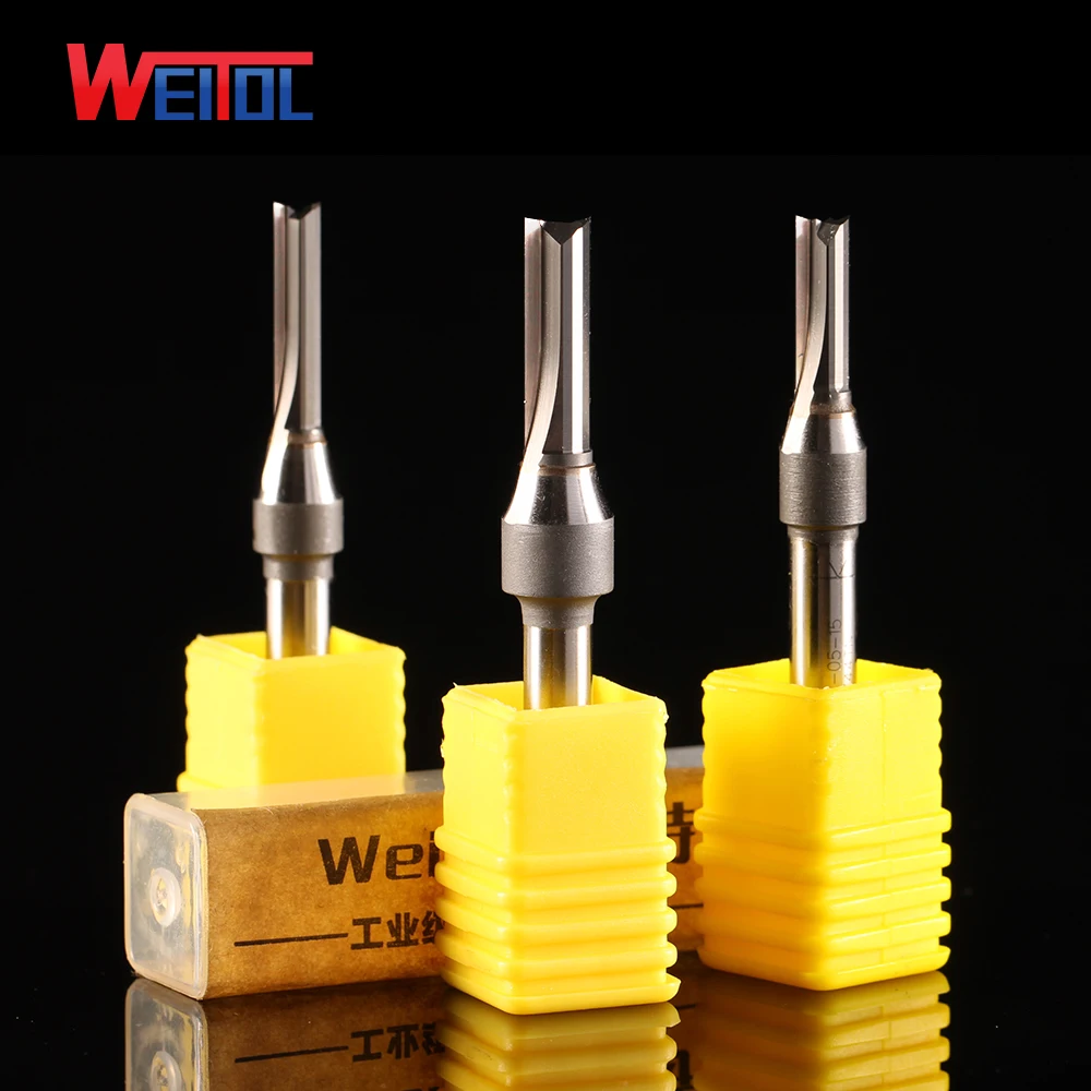 Weitol 6.35mm TCT double flutes straight router bits tungsten carbide ...