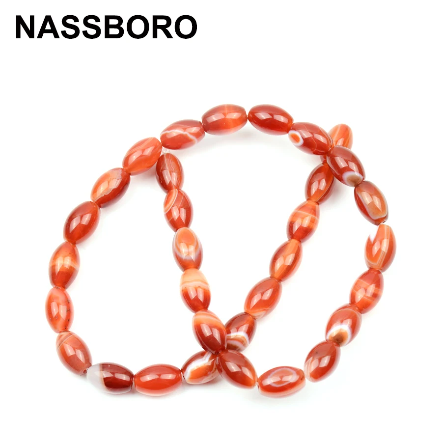 8x12mm Burgundy Rice Shape Beads Loose Natural Stone For Bracelets ...