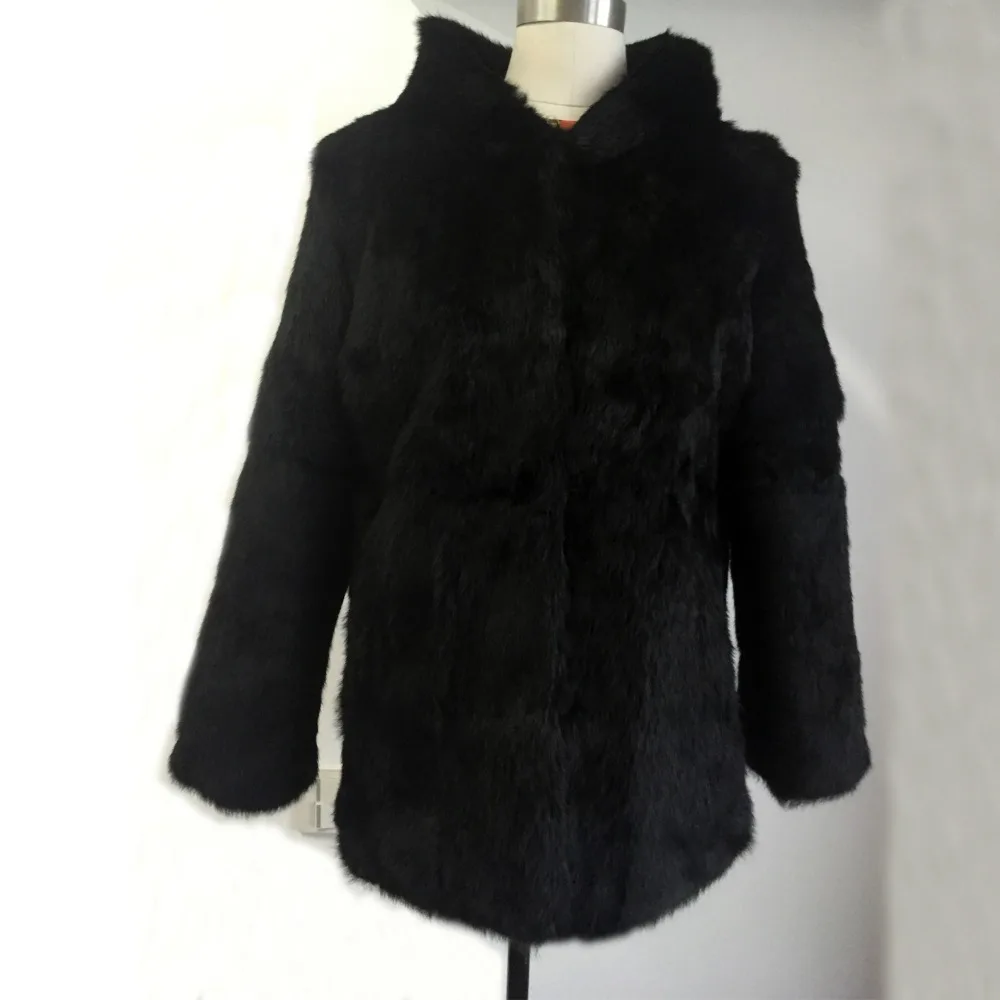 2019 New Hood Real Full Pelt Rabbit Fur Coat Women Fashion Natural True ...