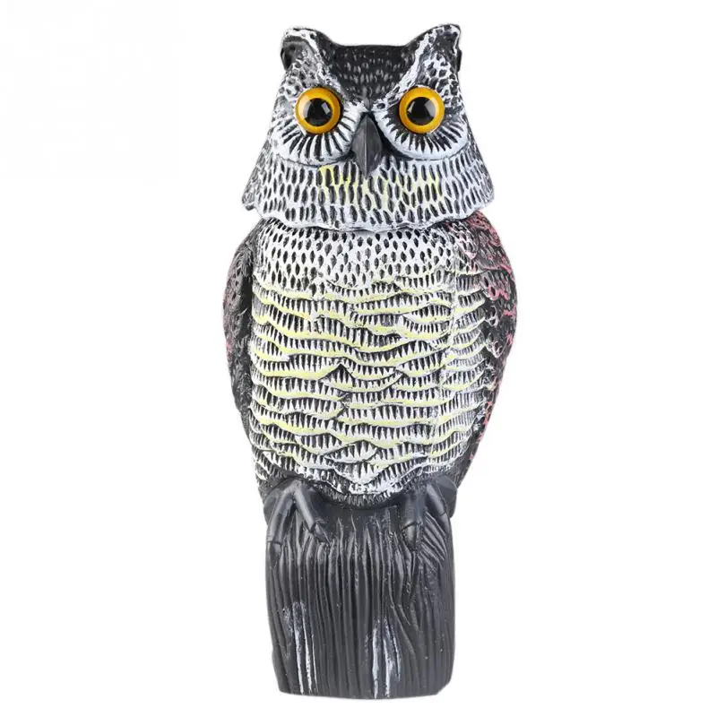 Large Realistic Owl Decoy With Rotating Head Bird Pigeon Crow Scarer ...