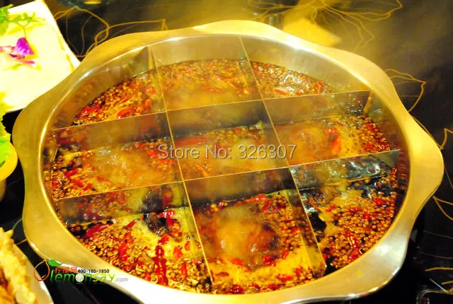 FREE SHIPPING 36cm Sichuan Chongqing China Nine Patch copper hot pot ...