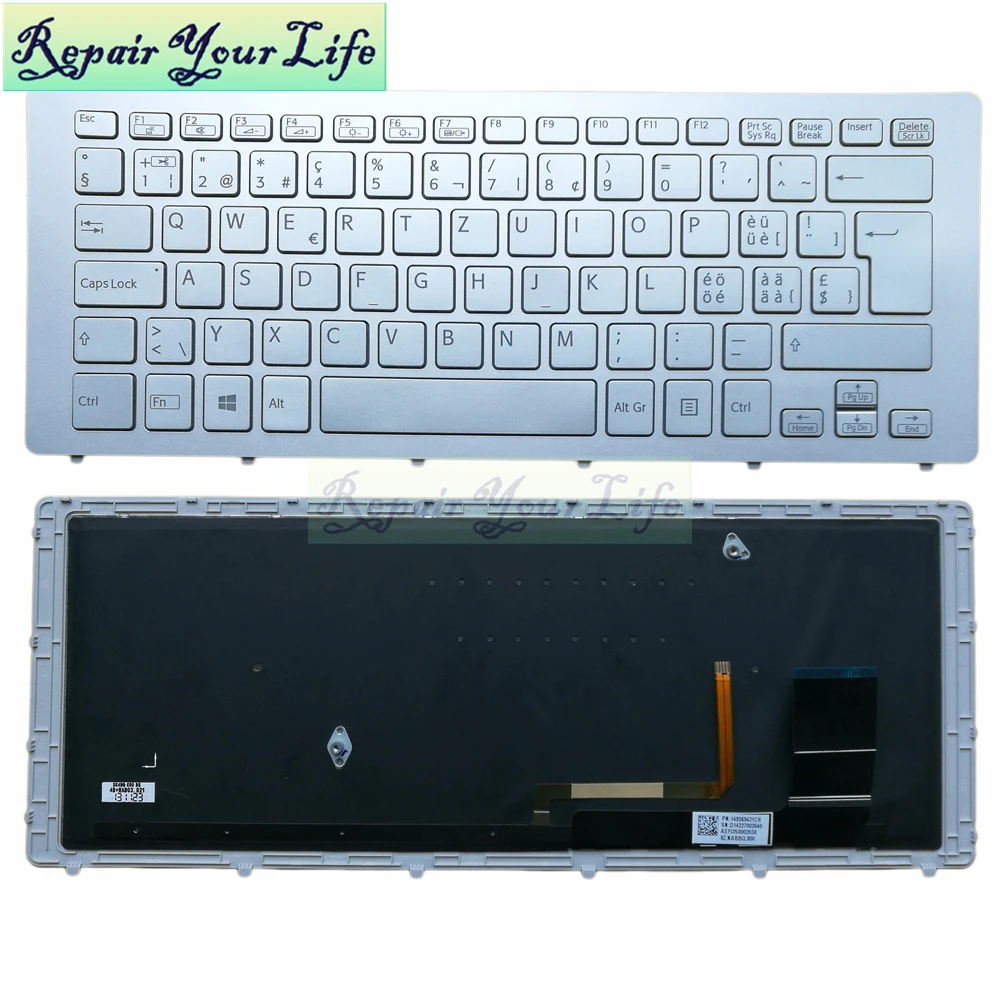 SVF15N Swiss German(CH) backlit keyboard for Sony SVF15N28SCS ...