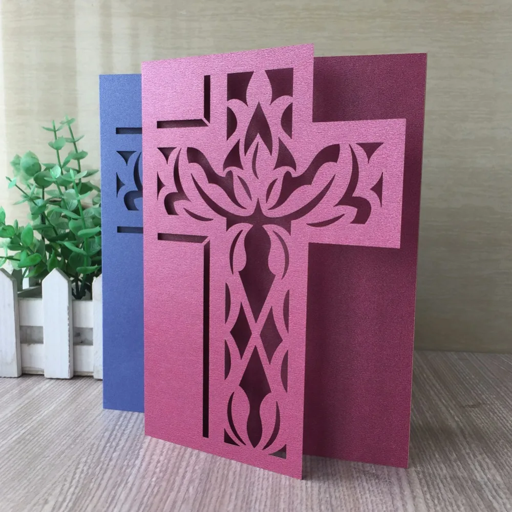 30pcs/lot Laser Cut Cross Design Invitation Card Wedding Invitations ...