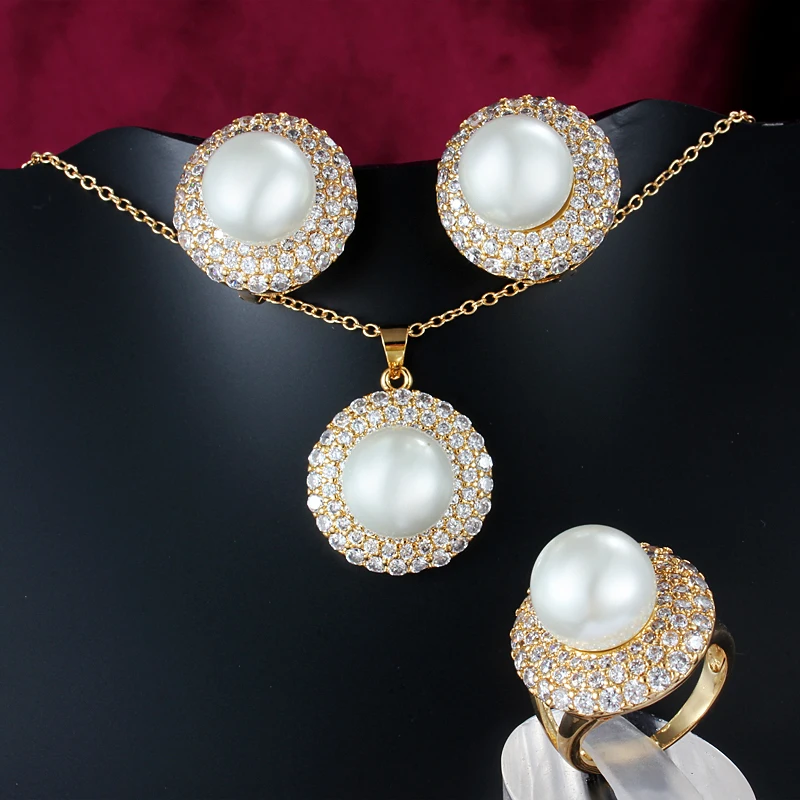Big simulated pearl Pendant jewellery set for women beautiful design ...