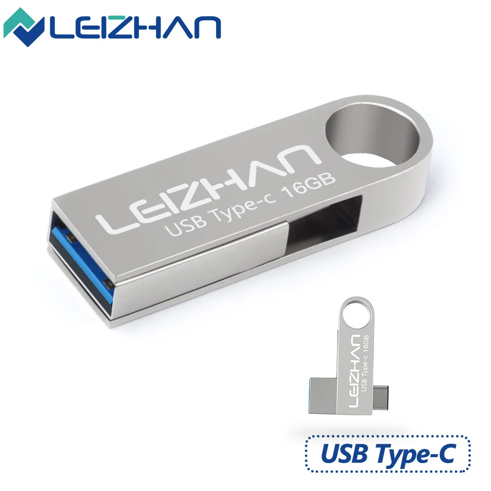 LEIZHAN Metal Pendrive USB C Flash Drive 64GB 32GB 16GB Type C Memory ...