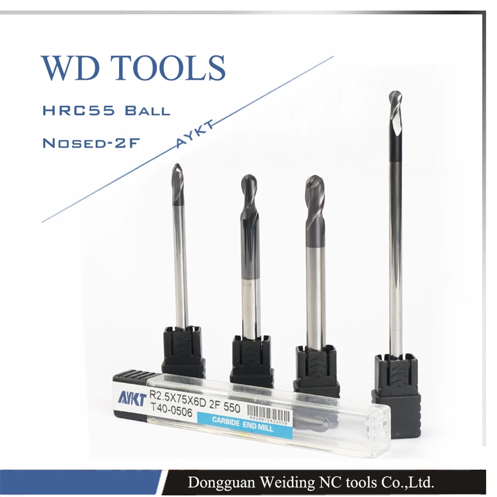 Radius=6mm 2 Flutes Longer Hrc55r6.0x100lx12d 100mm Solid Carbide Ball ...