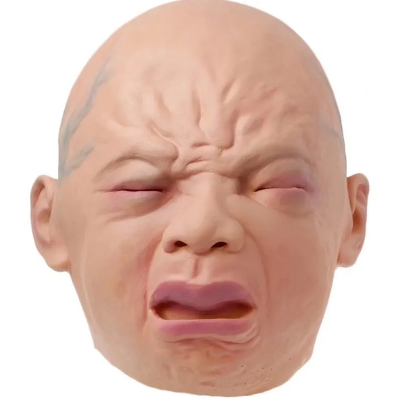 1PCS Scary Creepy Crying Baby Mask Latex Full Head Horror Masquerade ...