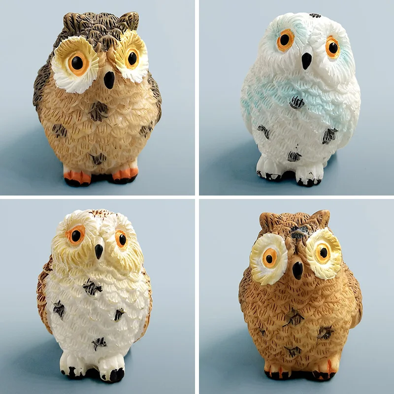 Owl Figurine Miniature Cartoon Owls Animal Figure Car Cake Decoration ...