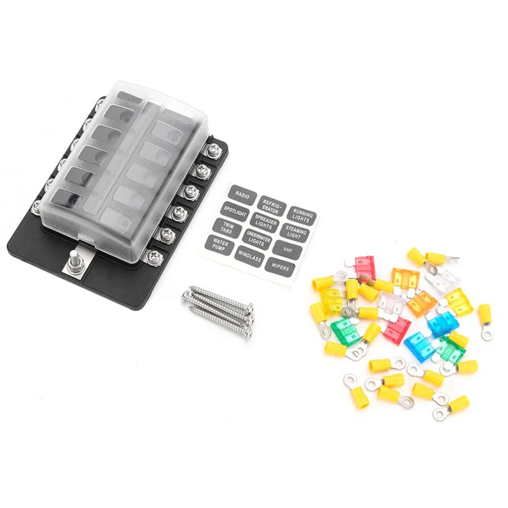 12 Way Fuse Terminals Holder Box Max. 32V Terminals Circuit Examination ...