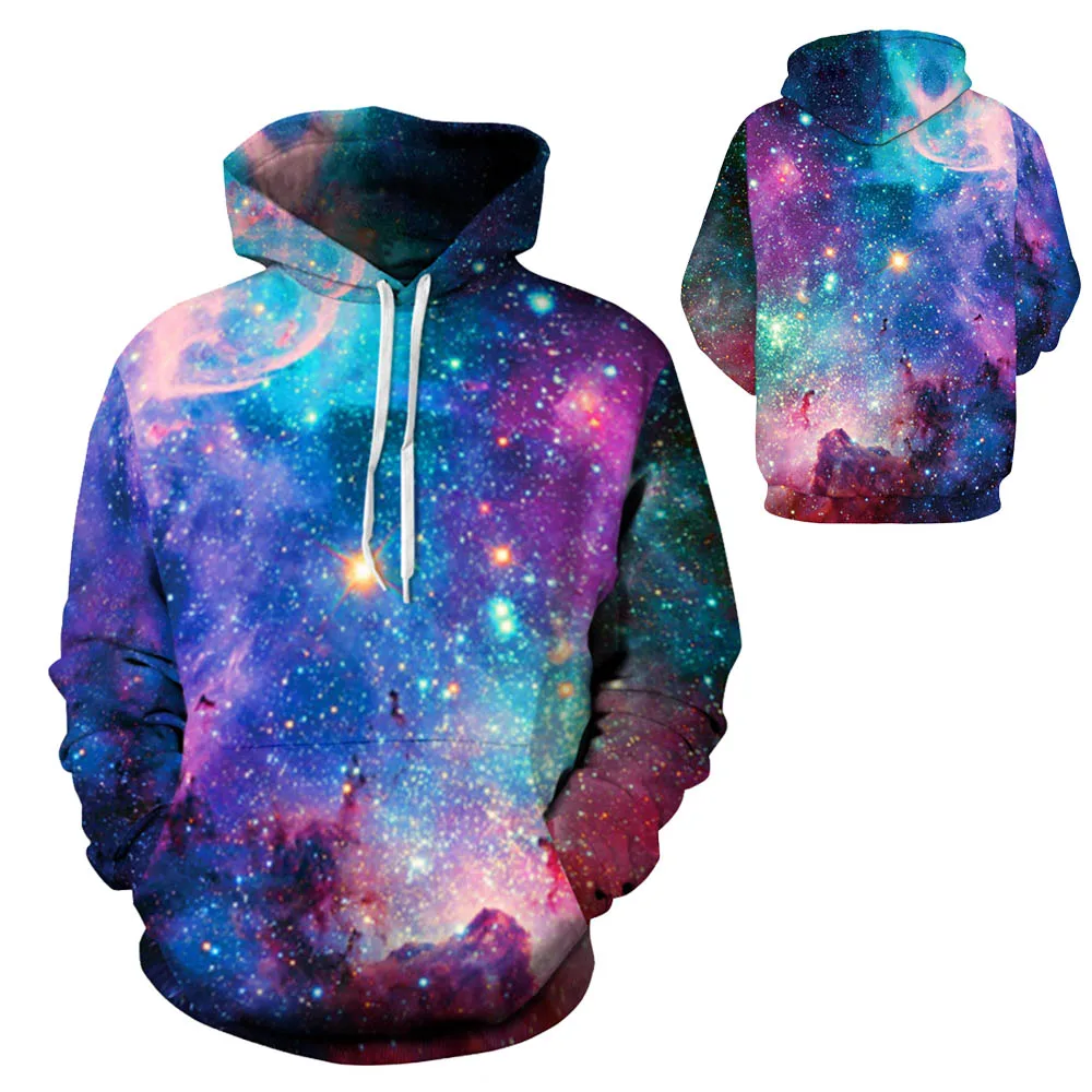 2018 Men 3d Print Sky Cosmic Space Hooded Sweatshirt Casual Hip Hop ...