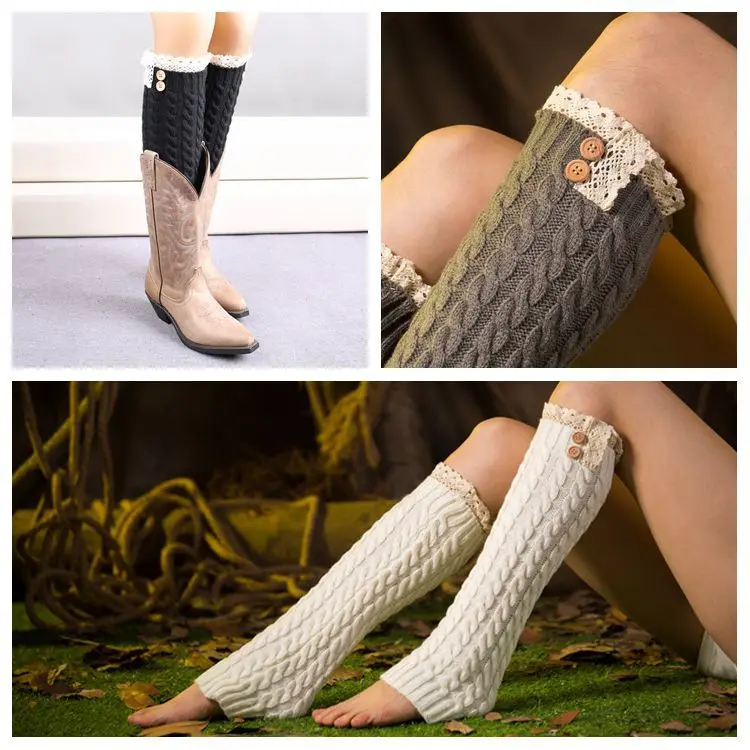 Winter new wool stocking with Christmas lace overknee boot set single ...