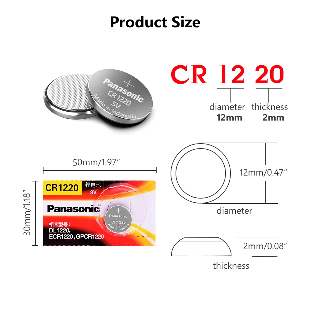 Горячая Распродажа PANASONIC 1 шт. cr1220 cr 1220 3v батарея таблеточного типа DL1220 BR1220 ...